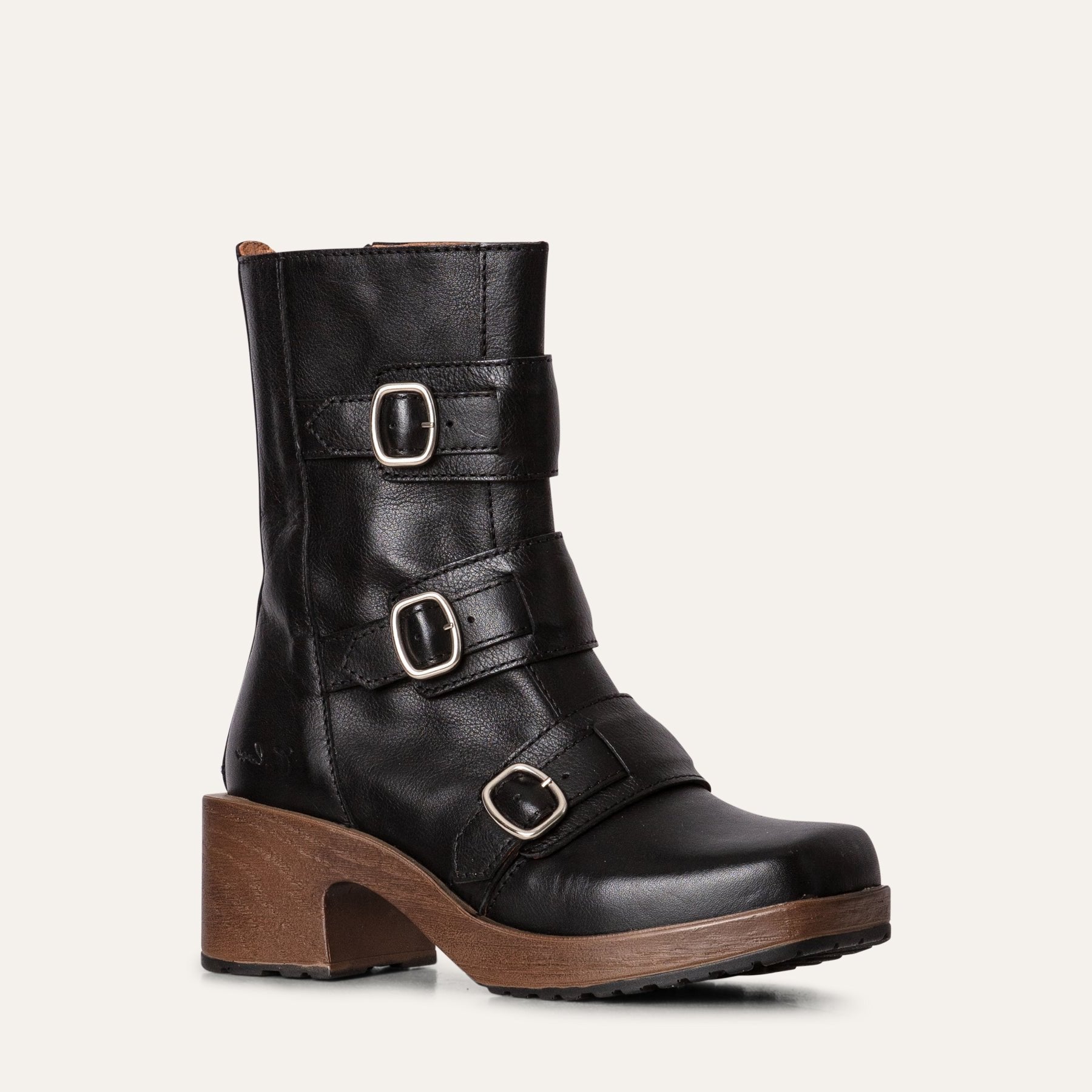 Calou Clogs - Luna black clog biker boot